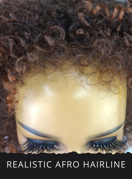 Afro Curly Bob Wig with Afro Hairline, 12", 1B/30 – Celebrity Hair For Less