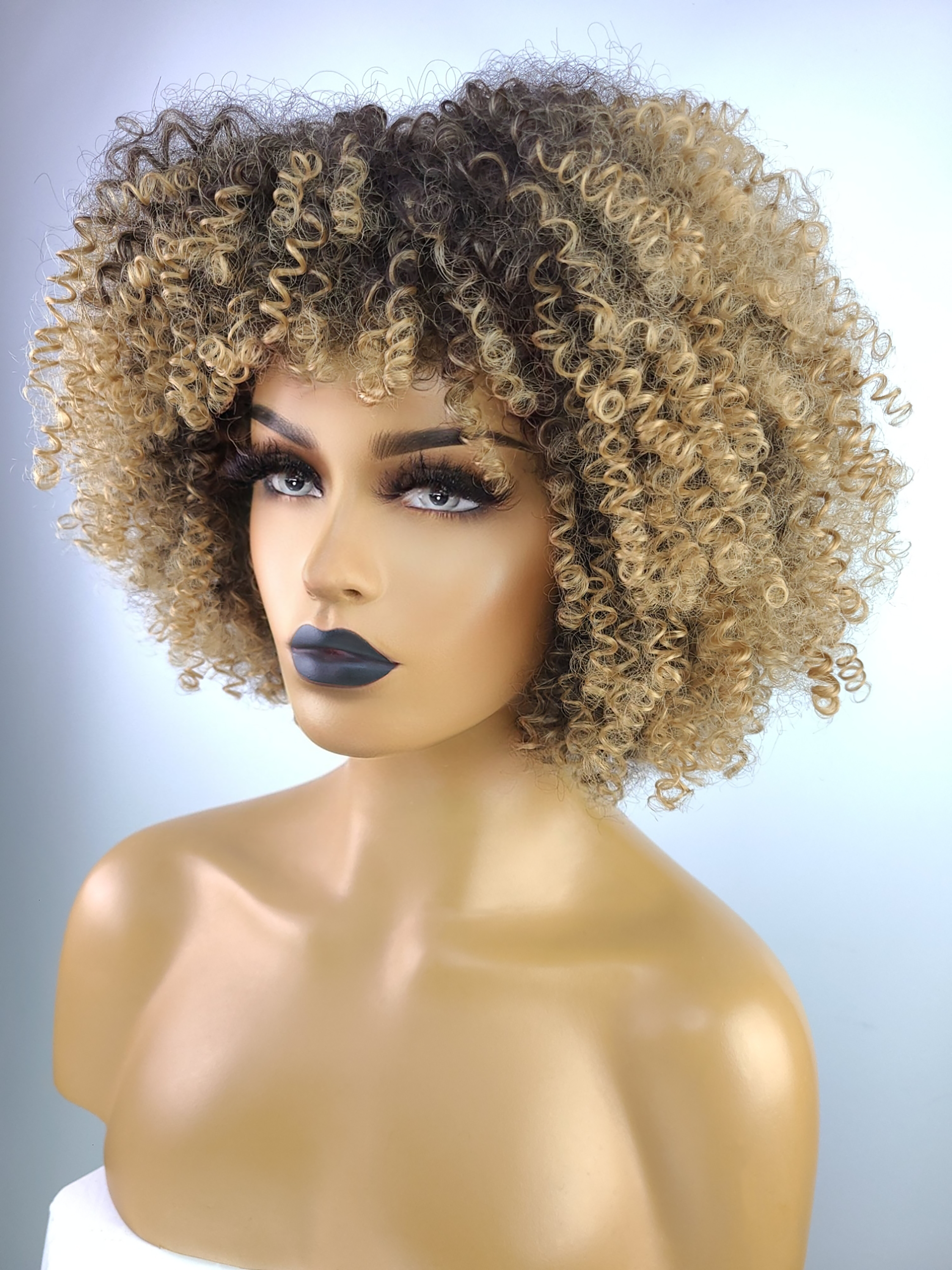 Afro Kinky Curly Wig with Afro Hairline, 10", 2/27 – Celebrity Hair For ...